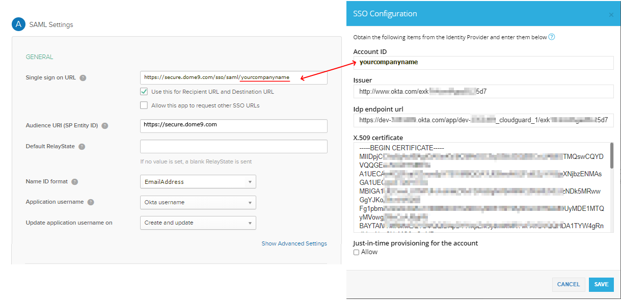 Configure CloudGuard SSO with a Generic / Custom Configuration